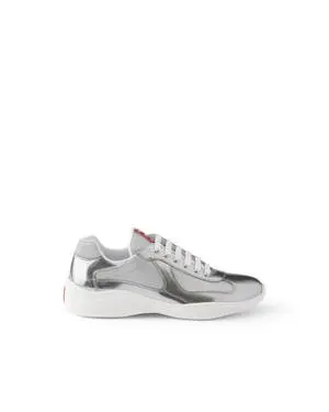 Prada America's Cup Metallic Leather And Bike Fabric Sneakers - Silver
