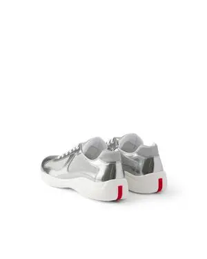 Prada America's Cup Metallic Leather And Bike Fabric Sneakers - Silver