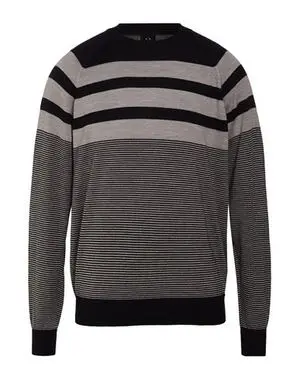 Armani Exchange Striped Crewneck Long Sleeve Sweater - Navy