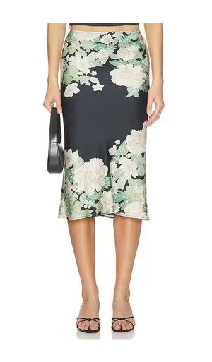SAU LEE Floral Midi Skirt
