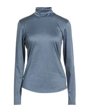 MOORER Slate Silk And Cotton Long Sleeve Turtleneck T-shirt