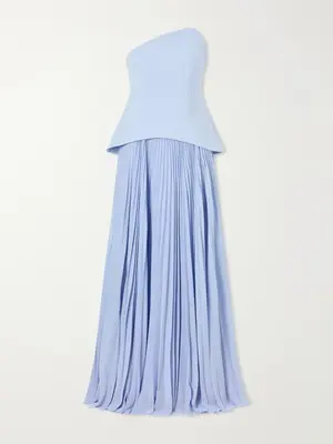Solace London Britt Asymmetrical Pleated Gown - Blue