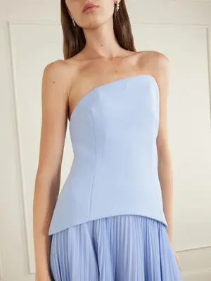Solace London Britt Asymmetrical Pleated Gown - Blue