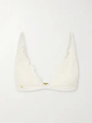 Kiki De Montparnasse Juliette Embroidered Bikini Top - Neutrals