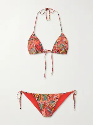 Etro Paisley-print Triangle Bikini - Red