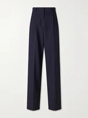 THE ROW Mune Merino Wool-poplin Straight-leg Pants