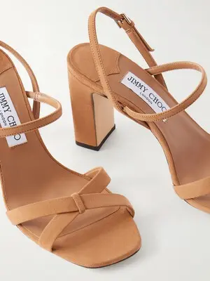 JIMMY CHOO Elsy 85 Suede Block Heel Sandals