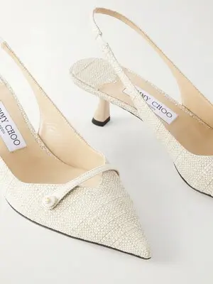 JIMMY CHOO Amita 45 Raffia Slingback Pumps