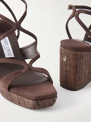 JIMMY CHOO Ayla 85 Suede Platform Espadrille Wedges