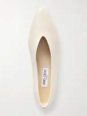 JIMMY CHOO Margot Leather Ballet Flats - Neutrals