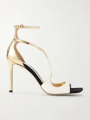 JIMMY CHOO Azia 95 Metallic Leather Sandals - Multi