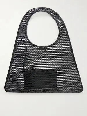 Alaïa Crocheted Shoulder Bag With Patent Leather Trim - Black