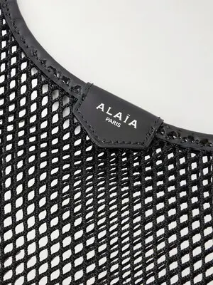 Alaïa Crocheted Shoulder Bag With Patent Leather Trim - Black