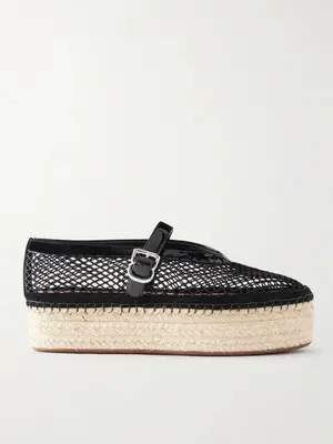 Alaïa Buckled Mesh Platform Espadrille Sandals