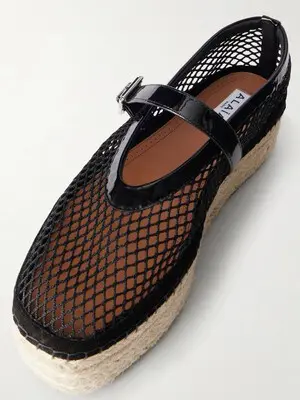 Alaïa Buckled Mesh Platform Espadrille Sandals