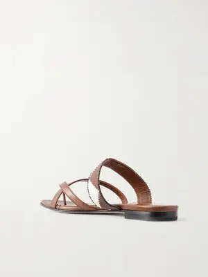 Manolo Blahnik Leather Woven Sandals - Brown