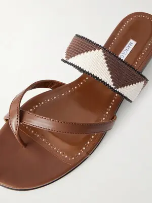 Manolo Blahnik Leather Woven Sandals - Brown