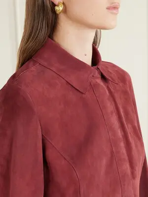 FRAME Paneled Suede Shirt - Red