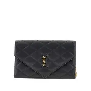 Saint Laurent Quilted Leather 'paris' Clutch With Chain