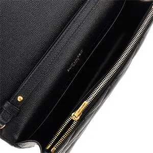 Saint Laurent Quilted Leather 'paris' Clutch With Chain