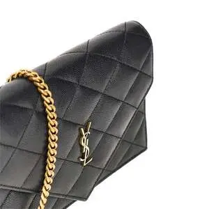 Saint Laurent Quilted Leather 'paris' Clutch With Chain