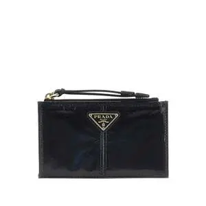 Prada Soft Lux Leather Cardholder Pouch Black