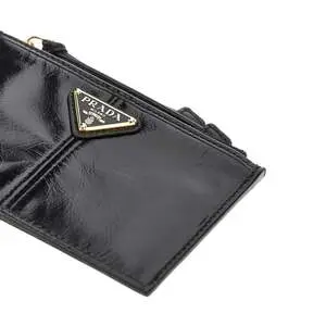 Prada Soft Lux Leather Cardholder Pouch - Black
