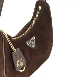 Prada Suede Leather Re-edition 2005 Shoulder Bag - Brown