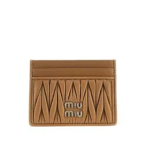 Miu Miu Matelassé Nappa Leather Cardholder - Beige