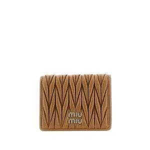 Miu Miu Matelassé Nappa Leather Bi-fold Wallet - Beige