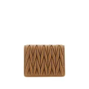 Miu Miu Matelassé Nappa Leather Bi-fold Wallet - Beige