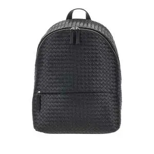 Bottega Veneta Intrecciato 1975 Leather Backpack - Black