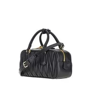 Miu Miu Arcadie Small Matelassé Nappa Leather Bag - Black