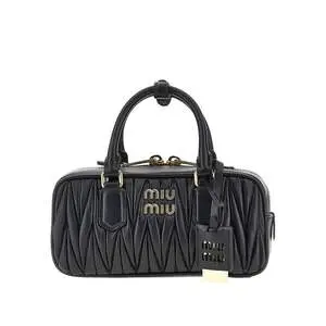 Miu Miu Arcadie Small Matelassé Nappa Leather Bag - Black
