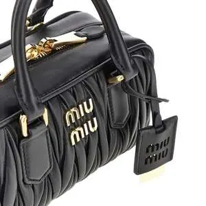 Miu Miu Arcadie Small Matelassé Nappa Leather Bag - Black
