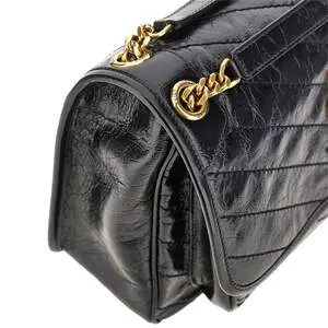 Saint Laurent Quilted Leather Shoulder Bag With Cassandre Logo - Black