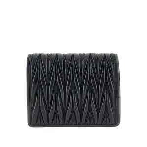 Miu Miu Matelassé Nappa Leather Bi-fold Wallet - Black