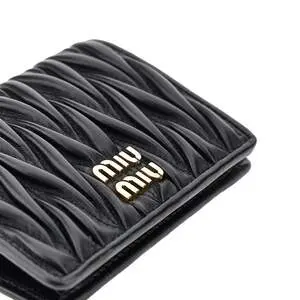 Miu Miu Matelassé Nappa Leather Bi-fold Wallet - Black