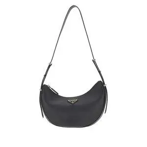 Prada Leather Arqué Small Bag - Black