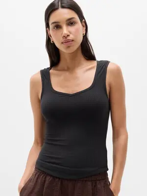 Athleta Ribbed Sweetheart Neck Tank - Black
