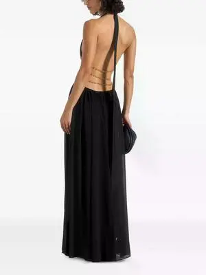 Manière De Voir Chain Belt Halter Maxi Dress - Black