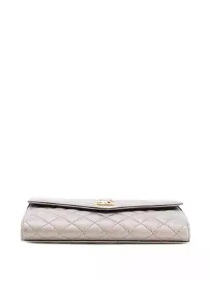 Saint Laurent Monogram Envelope Wristlet Clutch Bag - Metallic
