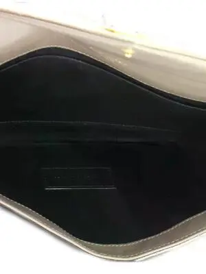 Saint Laurent Monogram Envelope Wristlet Clutch Bag - Metallic