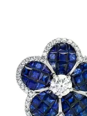 JEWELS AFICIONADO Sapphire And Diamond Flower Earrings - Silver