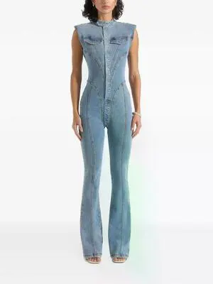 Manière De Voir Annette Seam Detail Fit & Flare Denim Jumpsuit