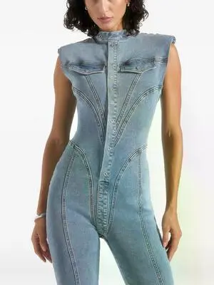 Manière De Voir Annette Seam Detail Fit & Flare Denim Jumpsuit