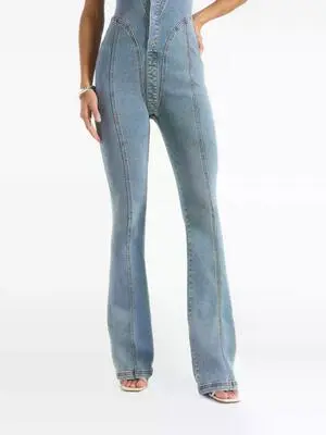 Manière De Voir Annette Seam Detail Fit & Flare Denim Jumpsuit