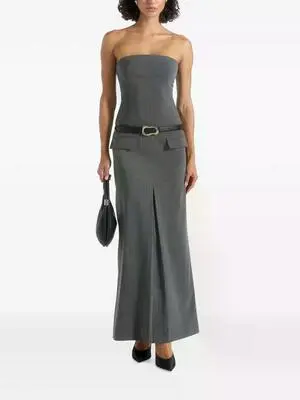 Manière De Voir Tabitha Tailored Pinstripe Belted Maxi Dress - Grey