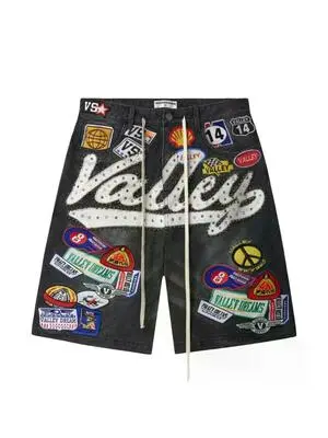 VALE FOREVER Denim Patchwork Shorts - Black