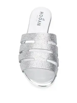 Hogan Cut-out Glitter Slides